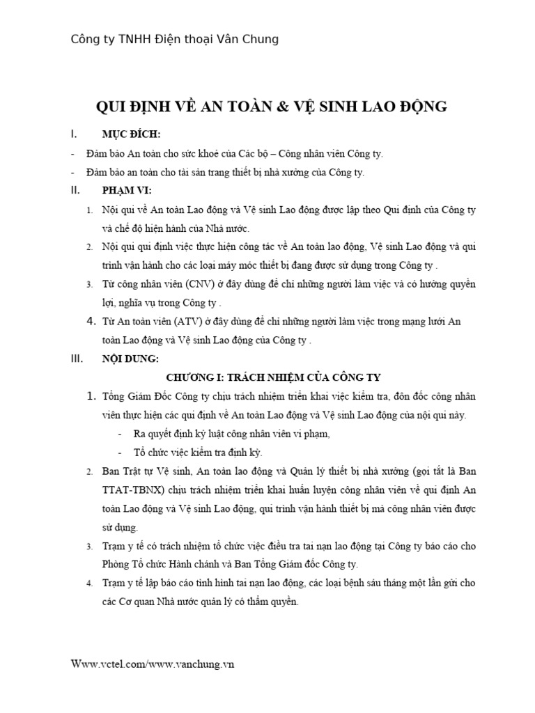 04 - Quy định về an toàn VSLD | PDF