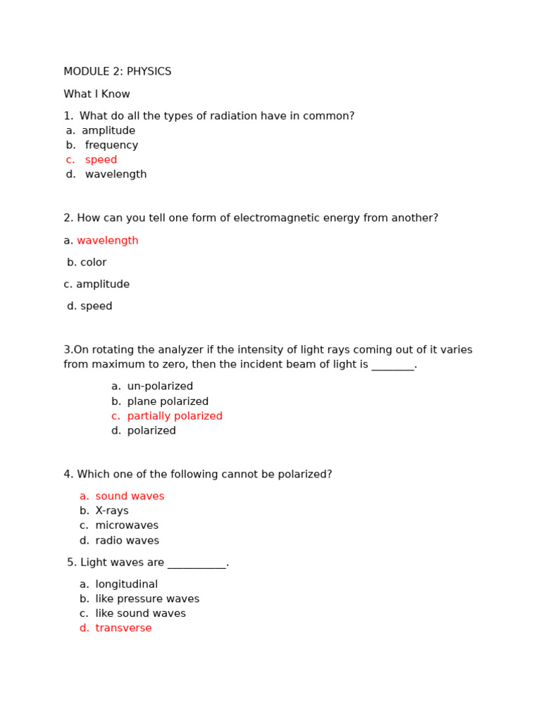 Gen Physics Mods 2 | PDF | Polarization (Waves) | Technology & Engineering