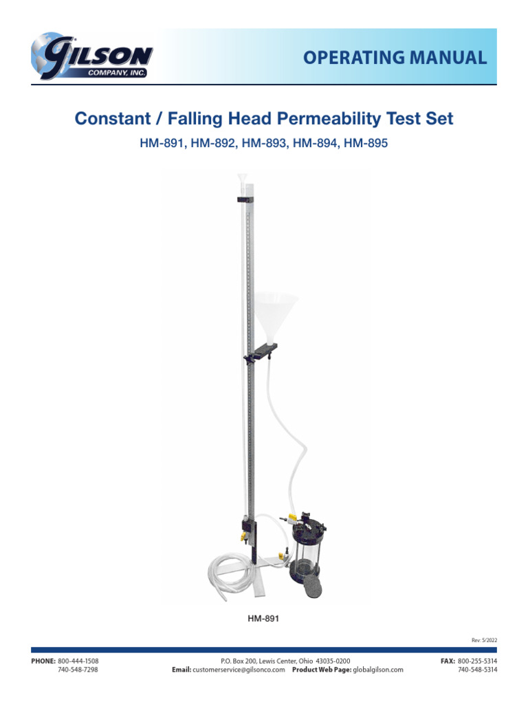 Manual Constant Falling Head Test Apparatus | PDF