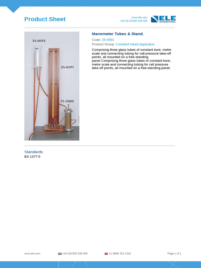Manometer Tubes & Stand. | PDF