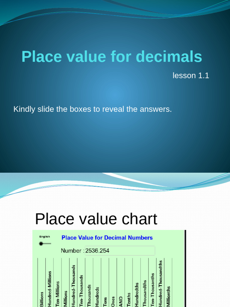 Place Value For Decimals | PDF