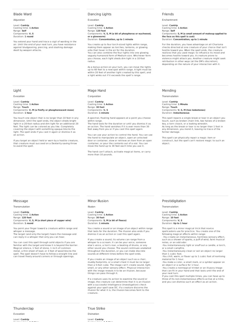 Bard Spell List | PDF