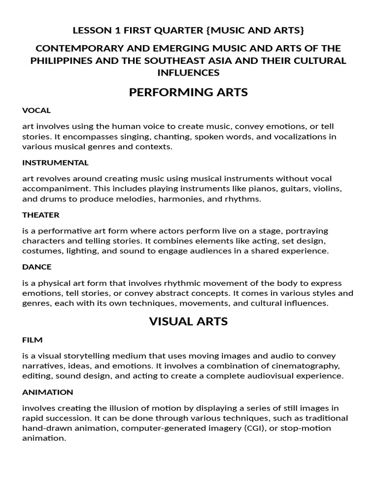 Lesson Music and Arts Lecture Written | PDF