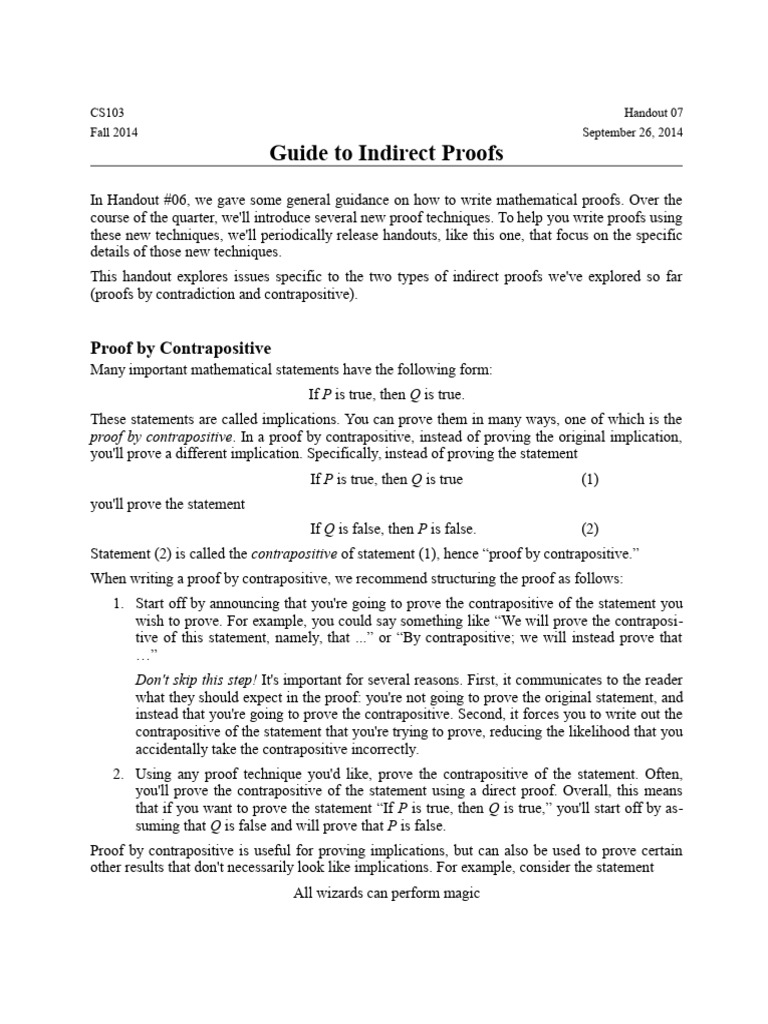 070 Guide To Indirect Proofs | PDF
