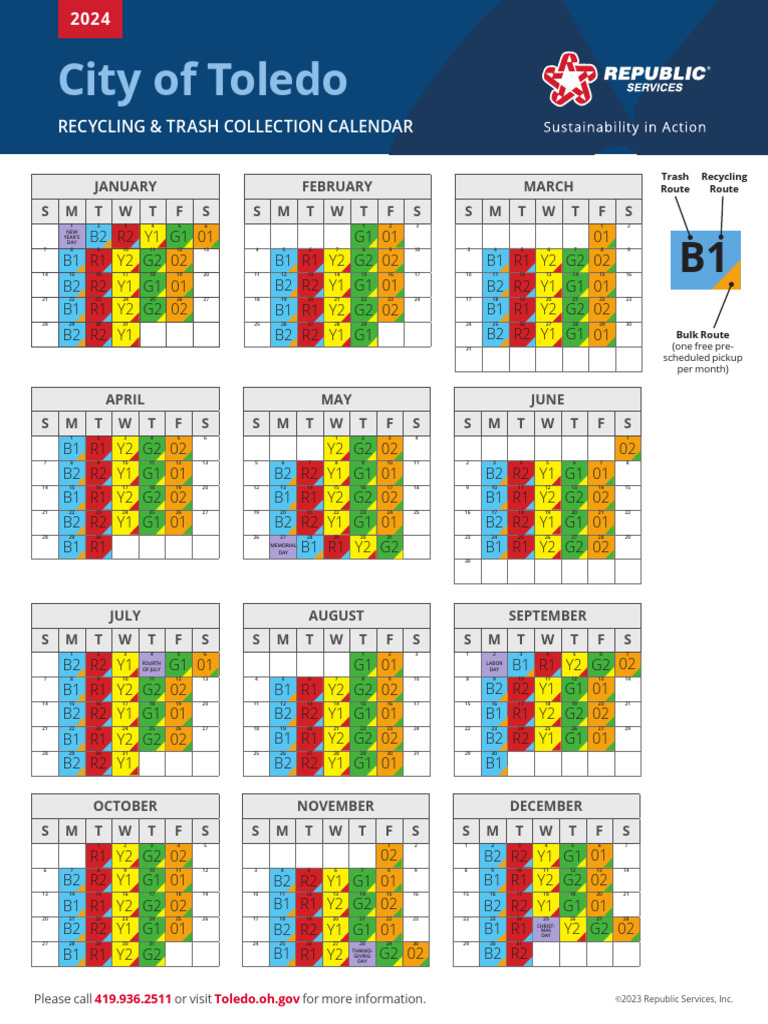 Toledo 2024 Trash Recycling Pickup Collection Schedule | PDF