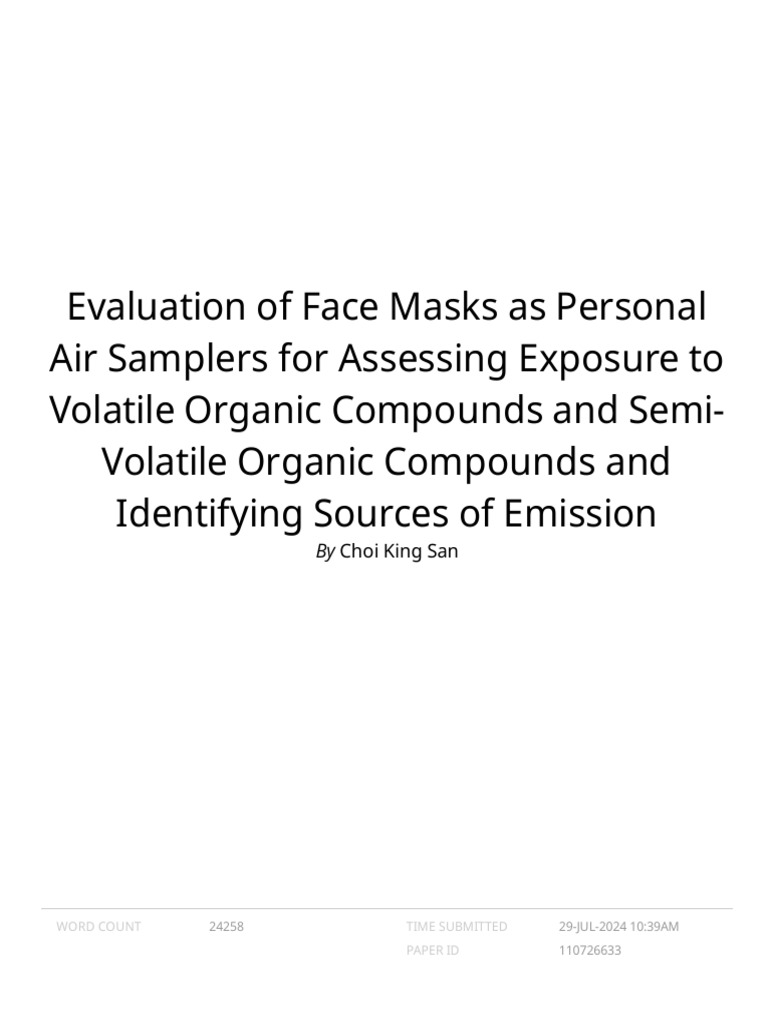 Evaluation of Face Masks As Personal Air Samplers | PDF
