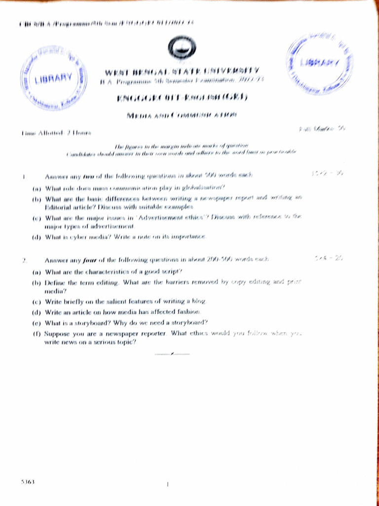 English Sem5 GE1 2022 | PDF