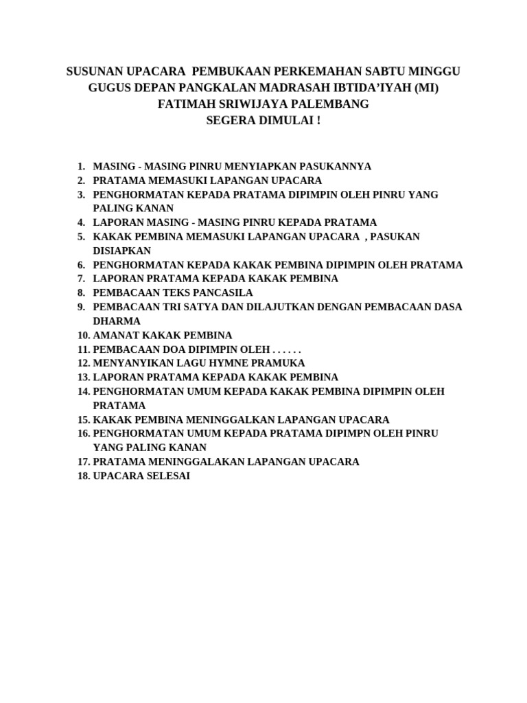 Teks Susunan Acara Persami | PDF