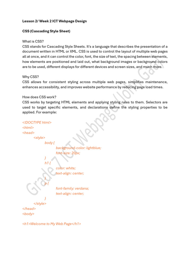 Lesson 2 Cascading Style Sheet | PDF