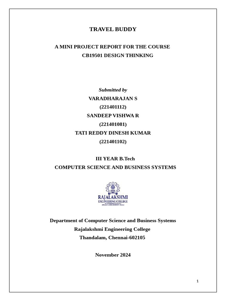 TRAVEL BUDDY - DT - Project - Report | PDF | Usability | Prototype