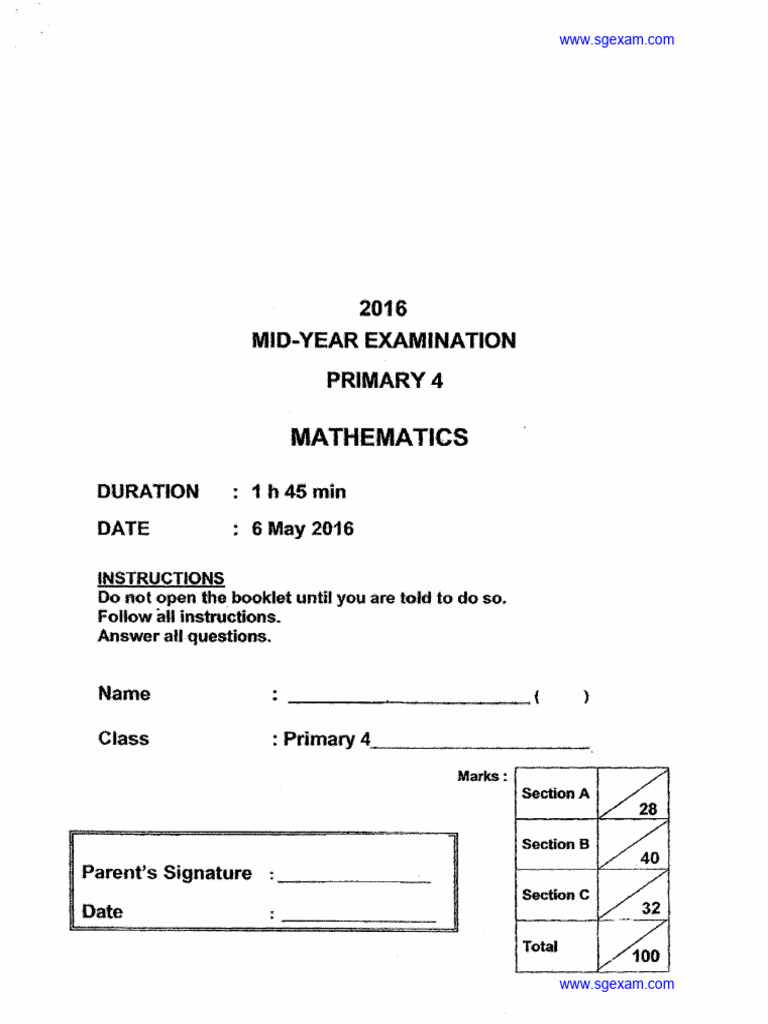 2016-P4-Maths-SA1-Ai Tong | PDF