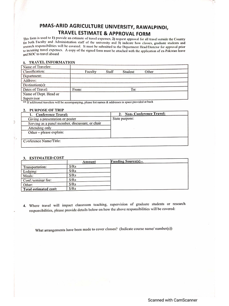 Travel Estimate Performa | PDF