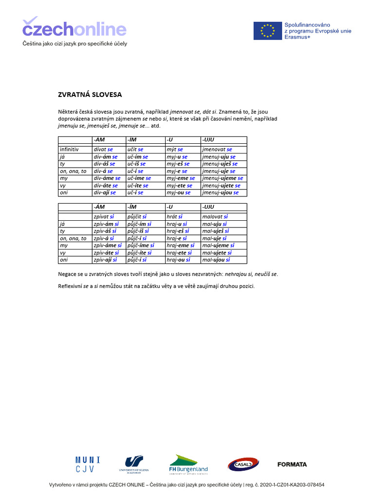 G 14 Slovesa Zvratna | PDF