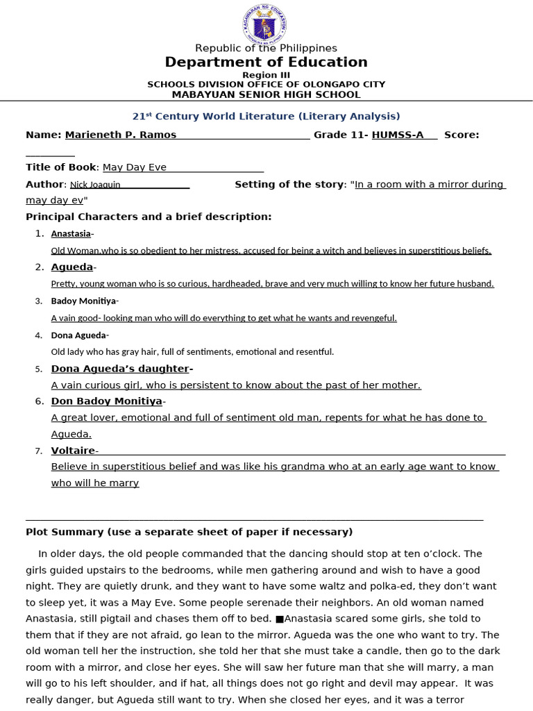 Literary Analysis-Book Report Template2024 | PDF