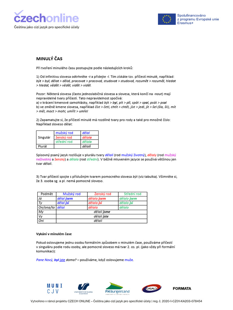 G 28 Slovesa Minuly Cas | PDF