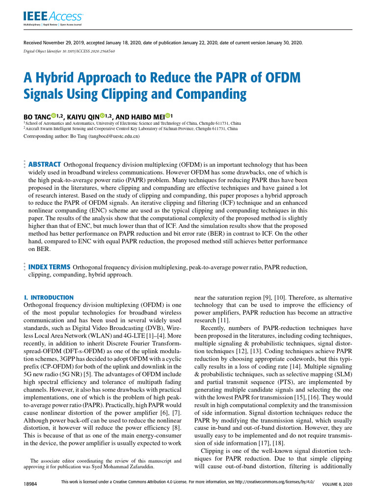 A Hybrid Approach To Reduce The Papr Of Ofdm Signals Using Clipping And