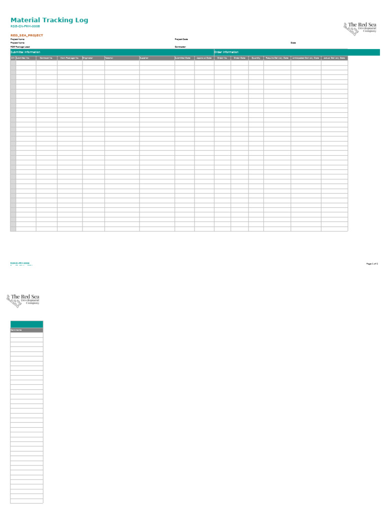 Material Tracking Plan Pdf