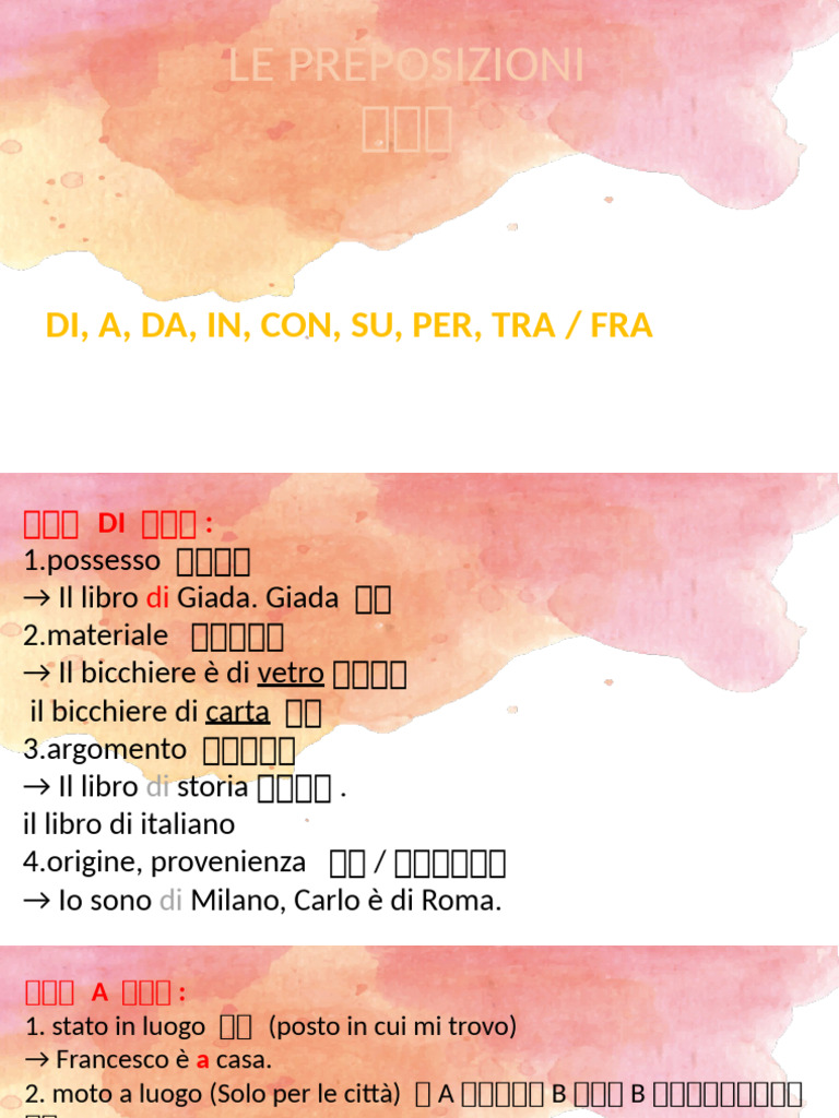 A1 Unita 2 Preposizioni Semplici | PDF