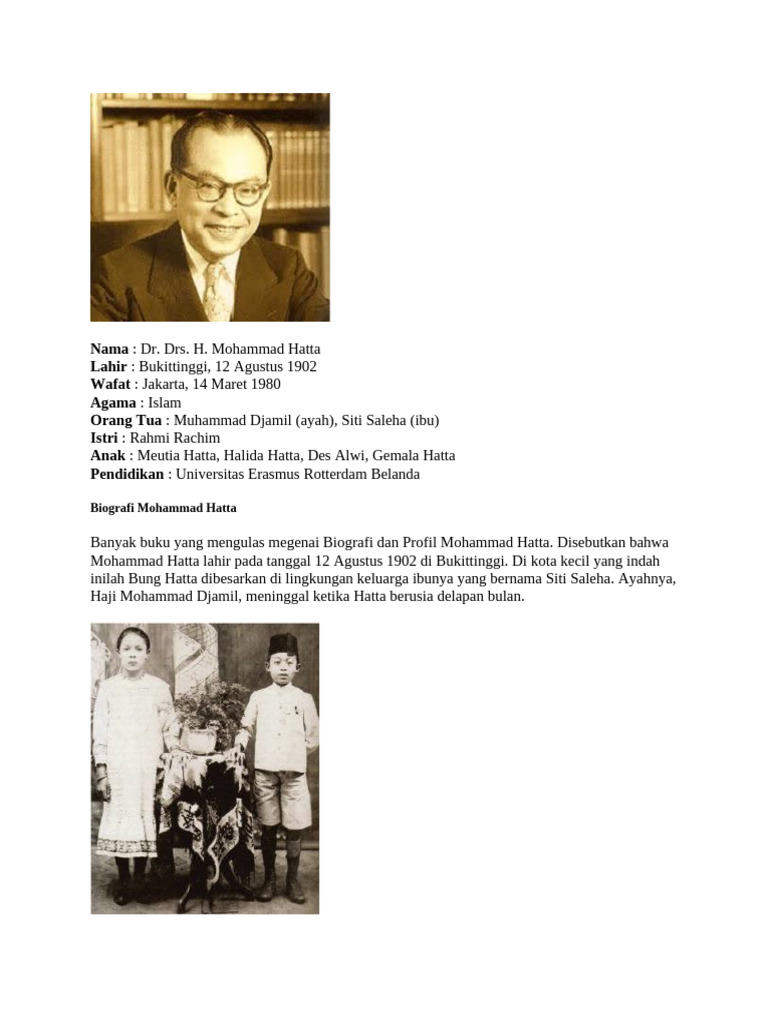 Biografi Mohammad Hatta | PDF