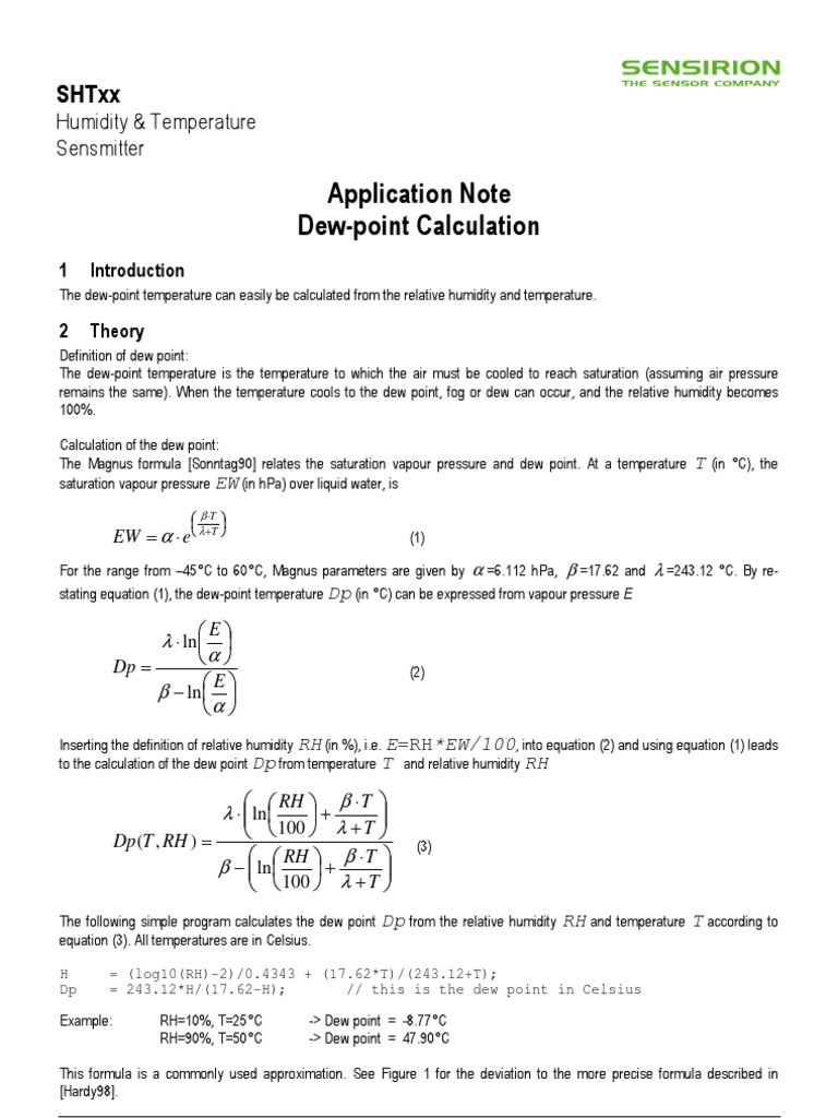 Relative Humidity Formula