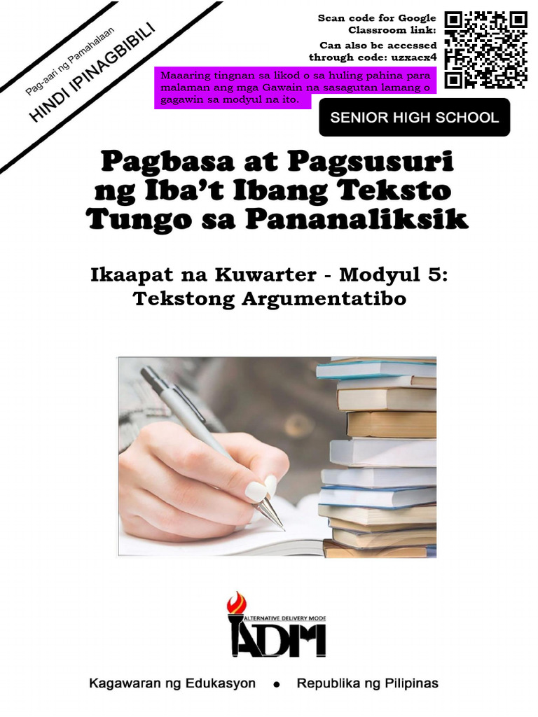 Pagbasa11 Mod5 Argumentatibo | PDF