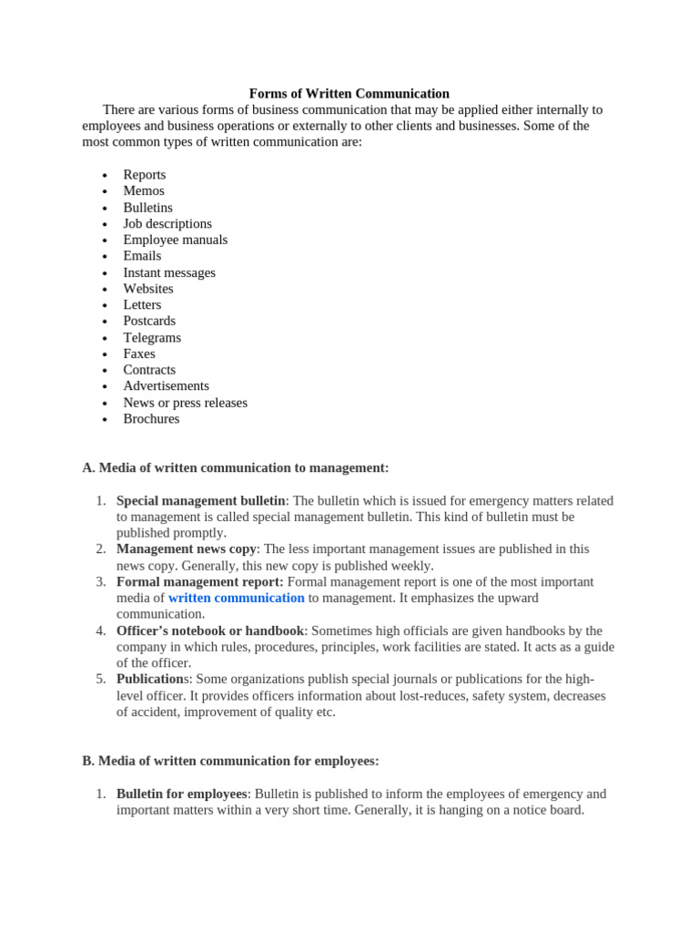 Forms of Written Communication | PDF
