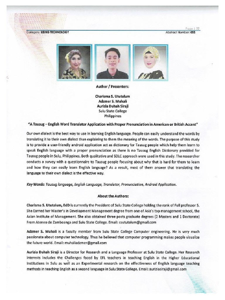 A Tausog English Word Translator Application With Proper Pronunciation ...