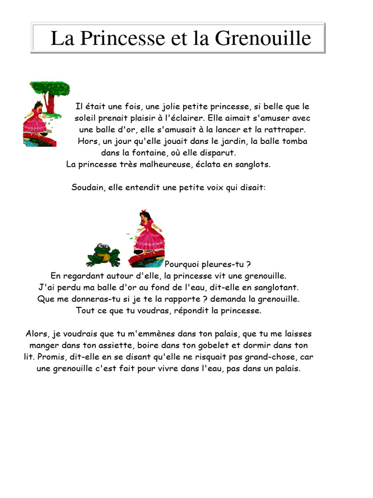 Texte La Princesse Et La Grenouille | PDF