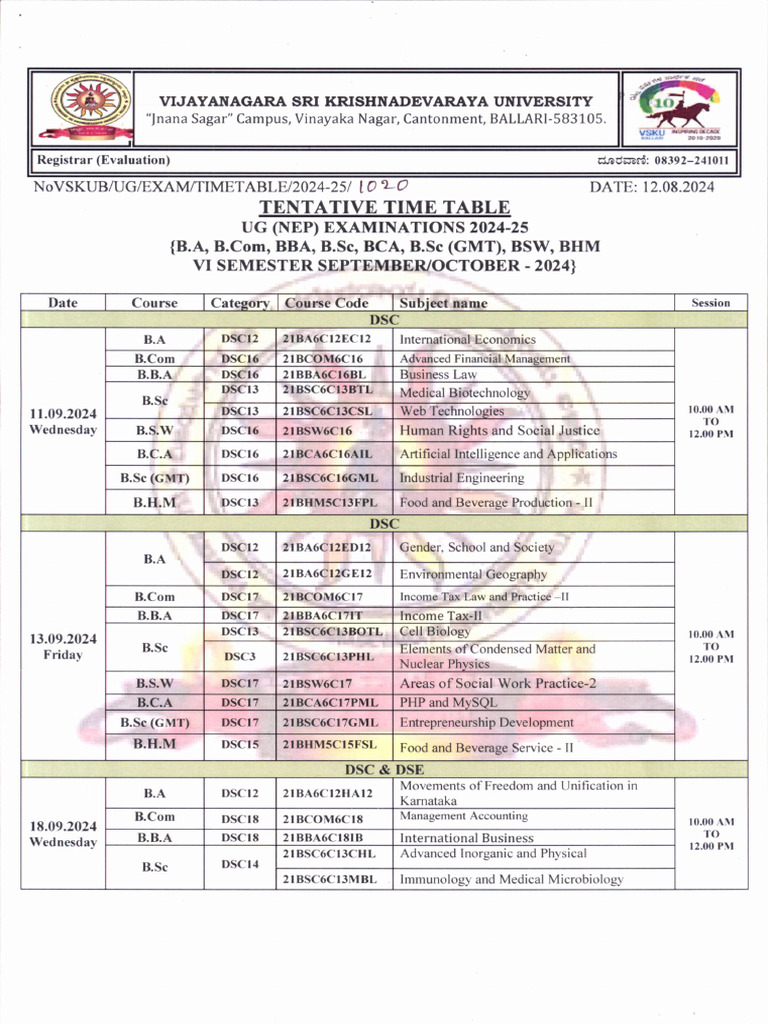 Nep Vi Sem Tentative | PDF