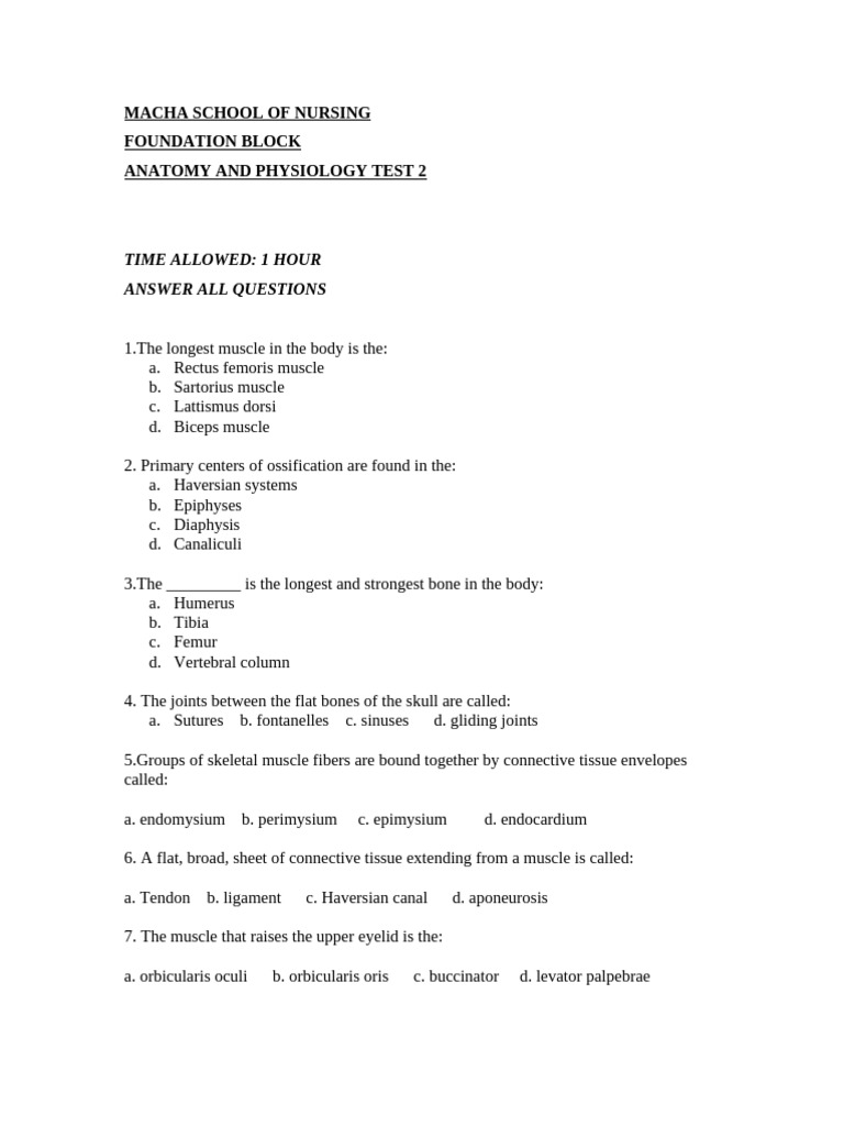 ANATOMY , TEST 2 | PDF
