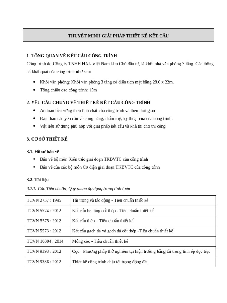 Thuyet Minh Tinh Toan Ket Cau HAL | PDF | Vietnam | Technology & Engineering