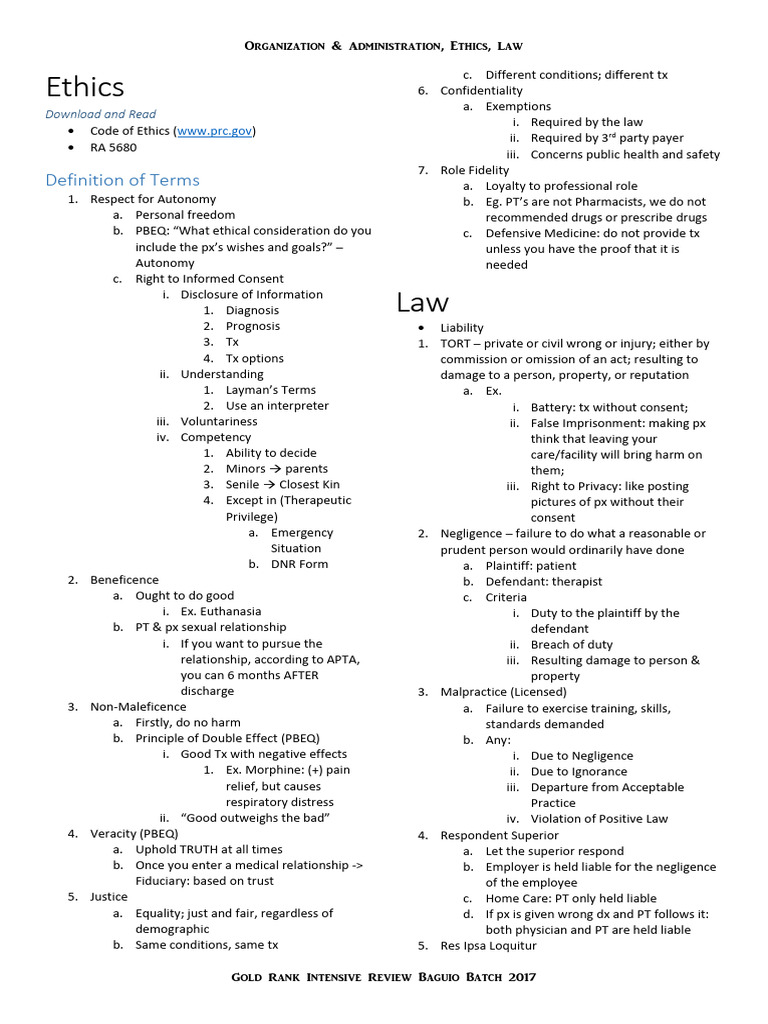 38 Organization and Administration Ethical Considerations FINAL | PDF