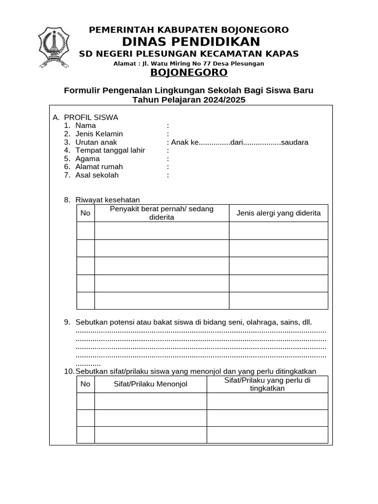 Formulir Peserta MPLS | PDF | Wellness