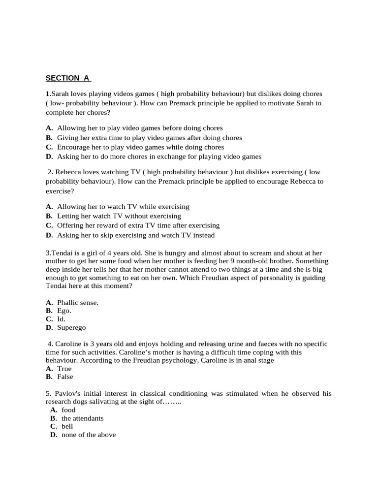 FSBT 100 Pschology Exam | PDF