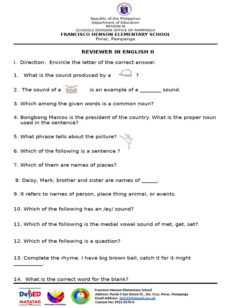 Reviewer in English 2 | PDF | English Language | Language Arts & Discipline