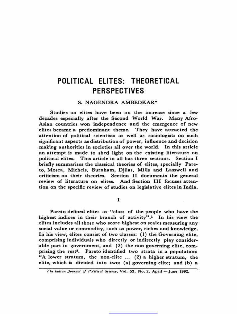 Political Elites Theoretical Theory. | PDF