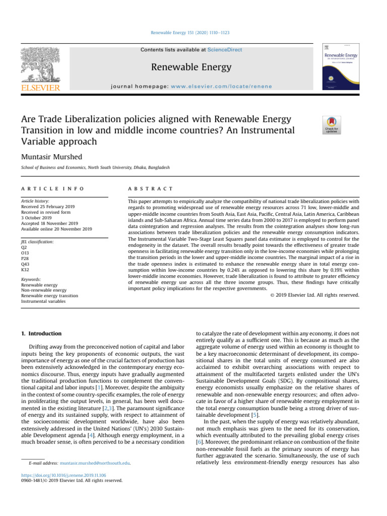 Are Trade Liberalization Policies Aligned With Renewable | PDF