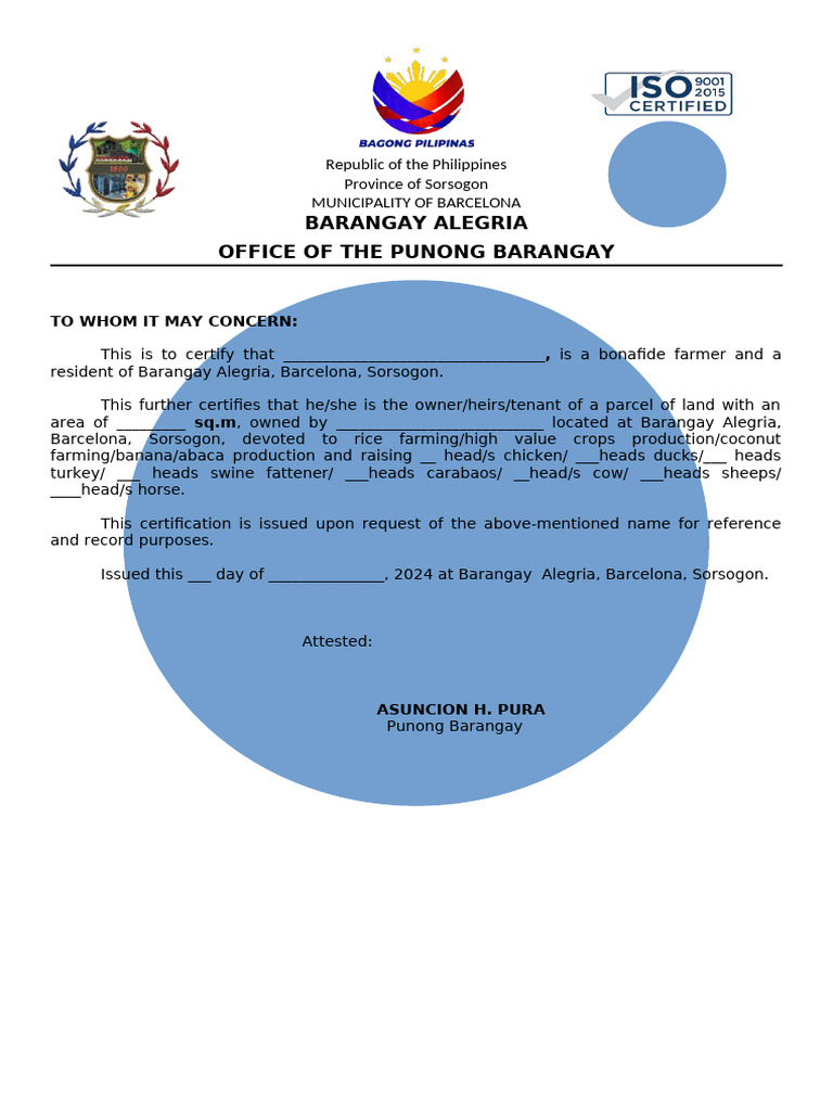 Alegria Farmers Certification | PDF