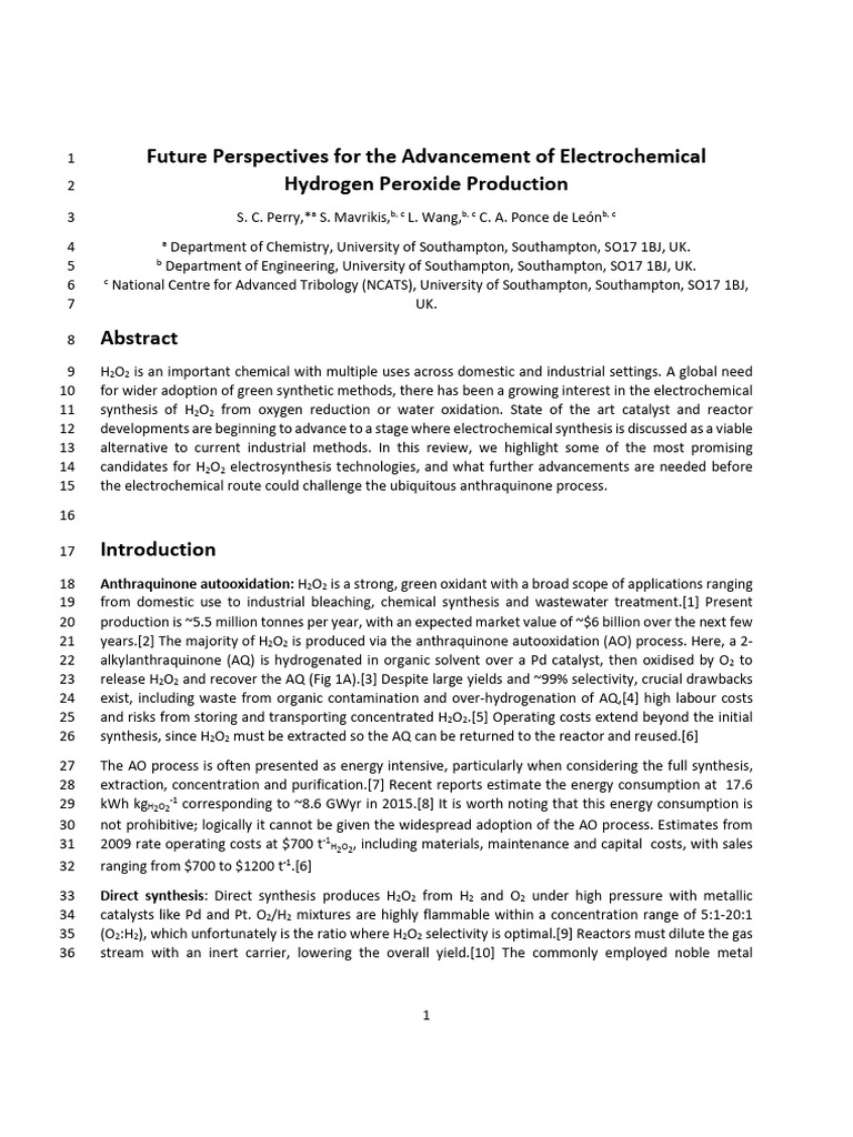 Perry H2O2 Review v2 | PDF