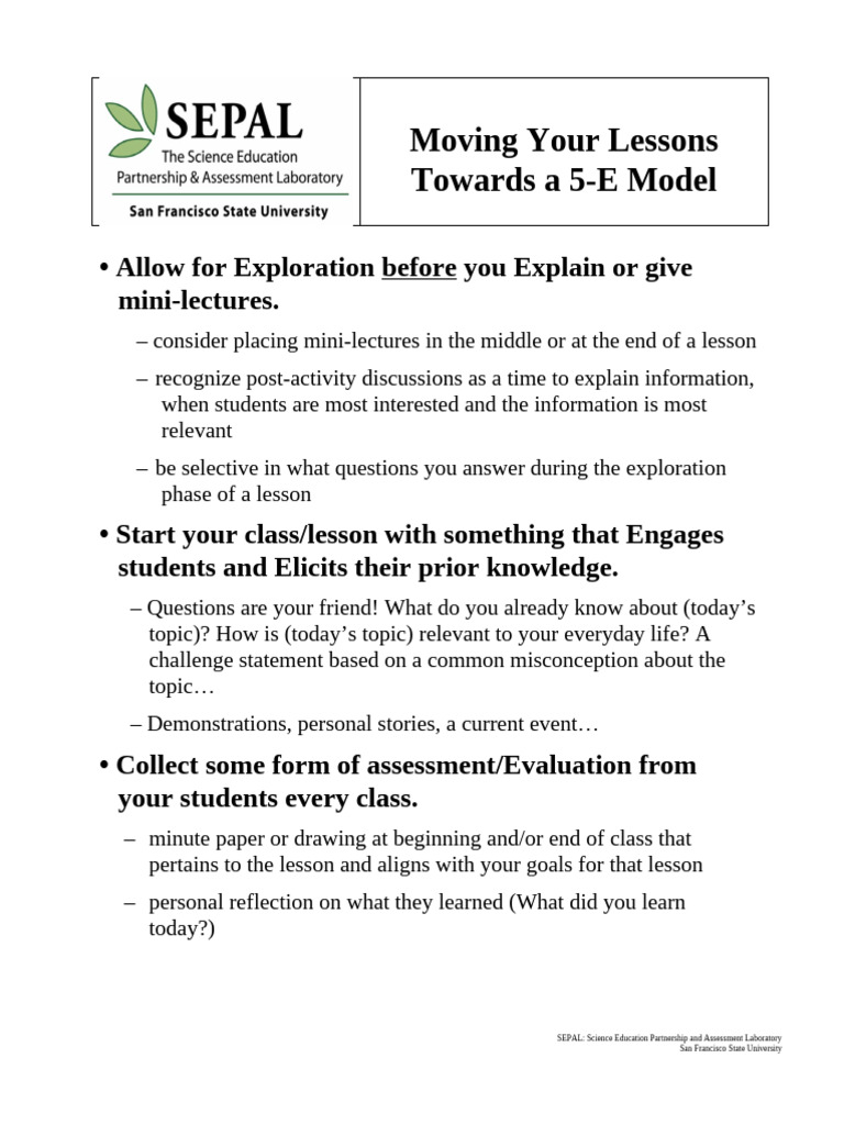 Moving Your Lessons Towards 5E Model | PDF