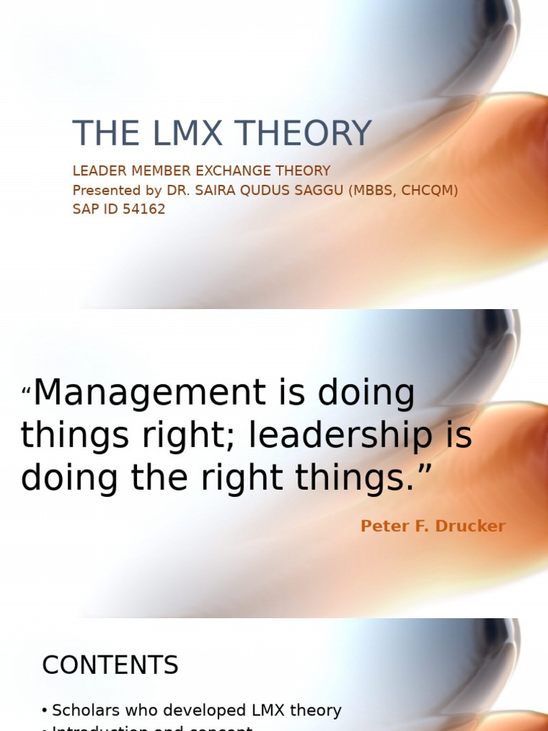 The LMX Theory | PDF | Leadership | Industrial And Organizational ...