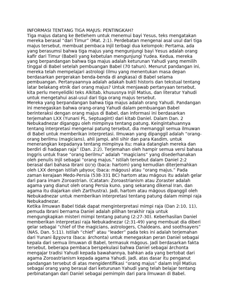 Tiga Orang Majus, Pentingkah | PDF