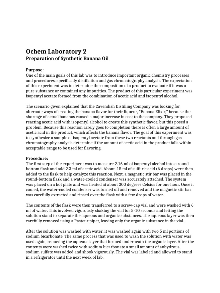 Ochem Lab 2 Synthesis of Amylacetate | PDF Ochem Lab 2 Synthesis of Amylacetate | PDF