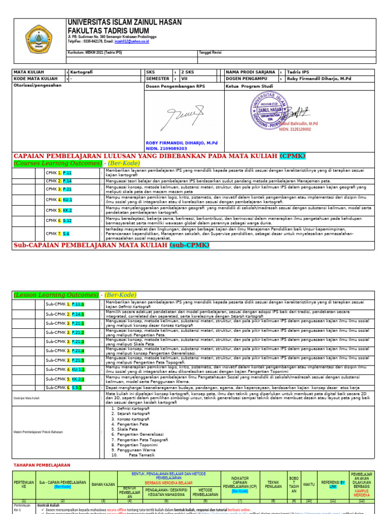 RPS MBKM Roby Kartografi | PDF