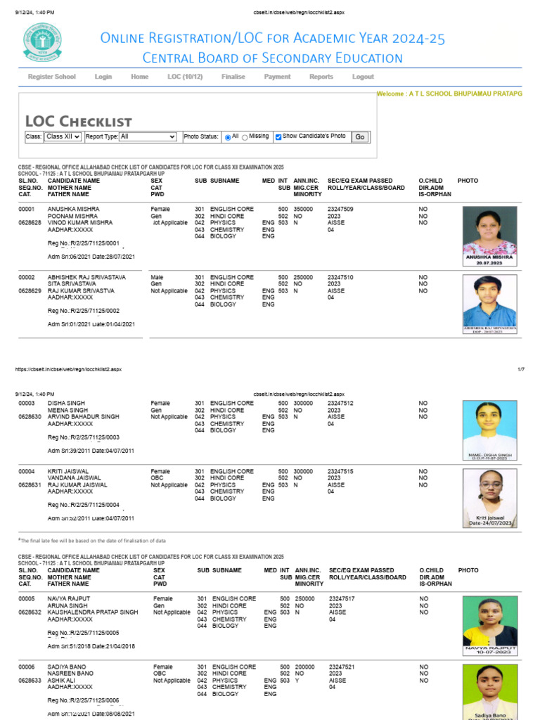 Cbseit - in Cbse Web Regn Locchklist2.Aspx 12 | PDF