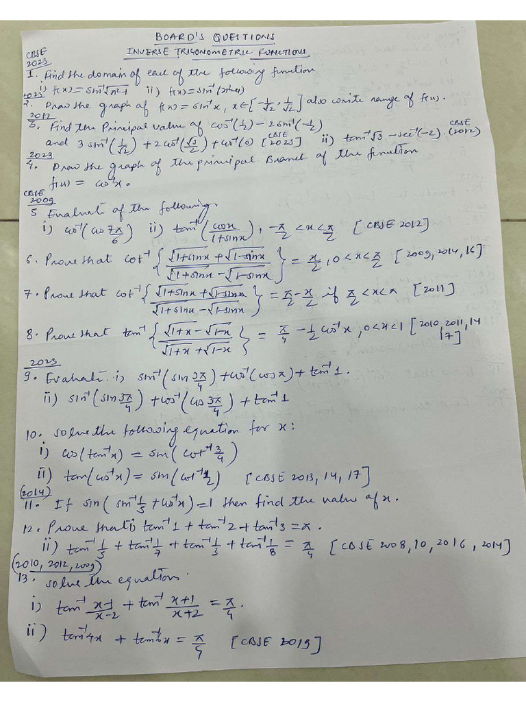 important board questions for class 12 maths | PDF