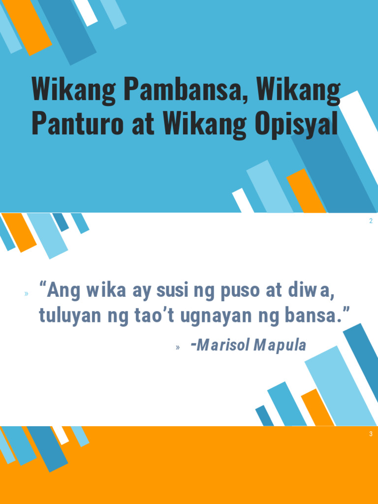 Wikang Pambansa Wikang Panturo at Wikang Opisyal 1 | PDF