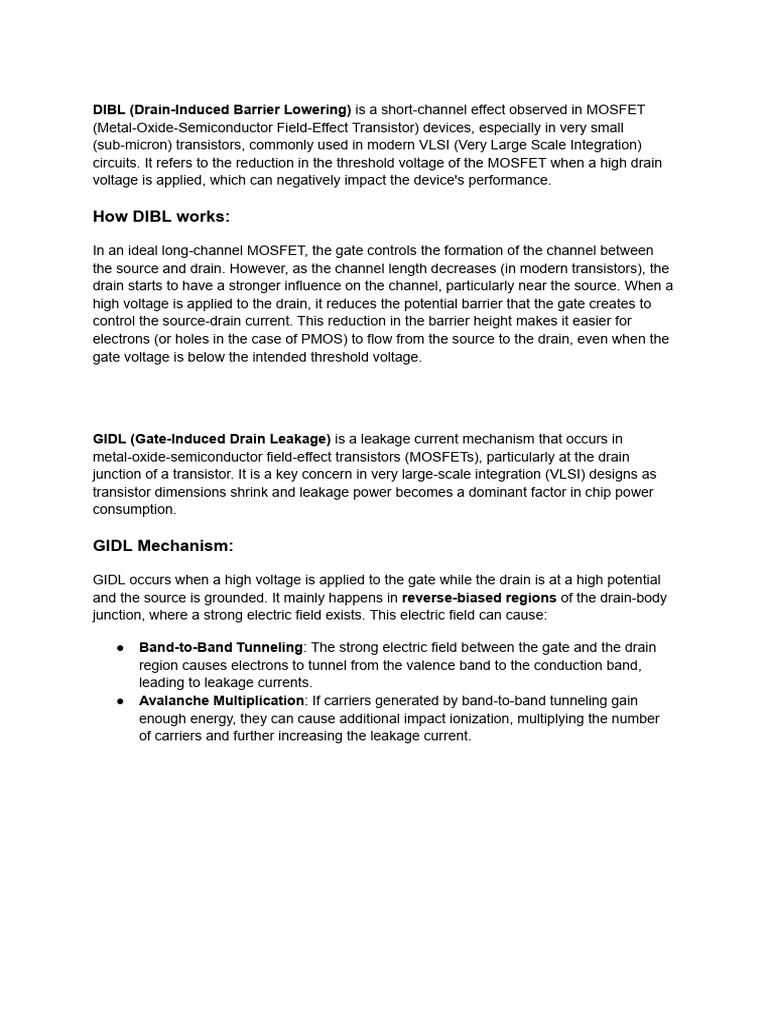 short channel effects in VLSI | PDF