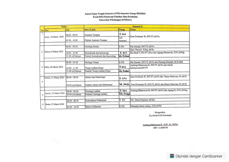 Jadwal UTS SMT Genap | PDF