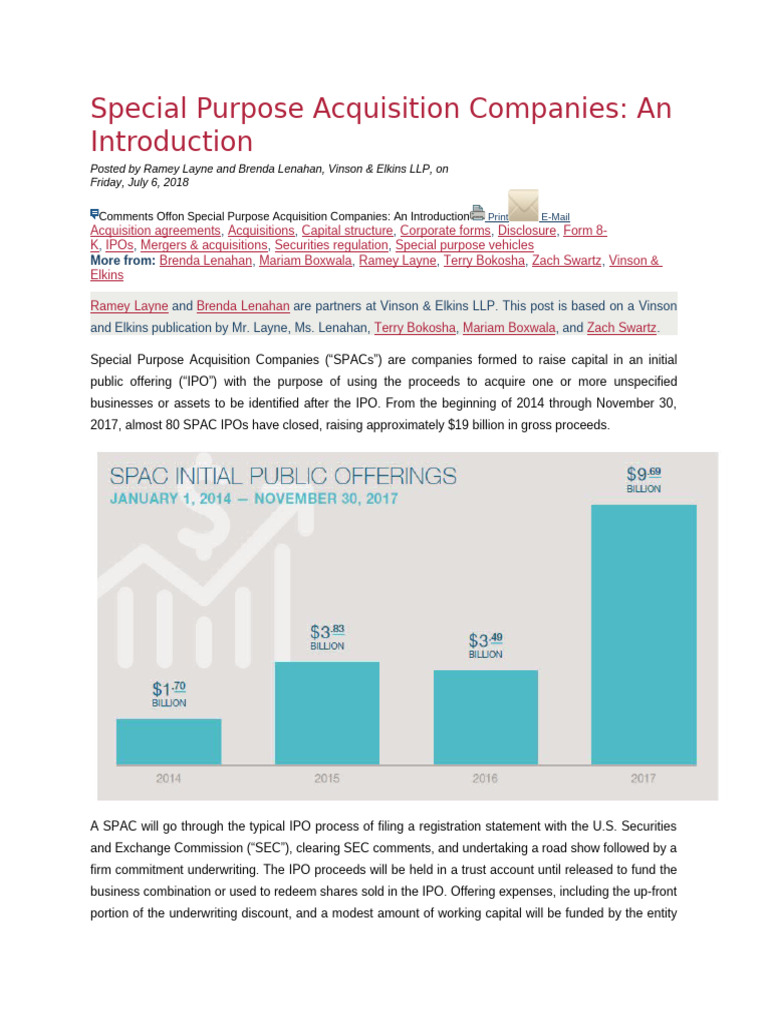 Special Purpose Acquisition Companies | PDF